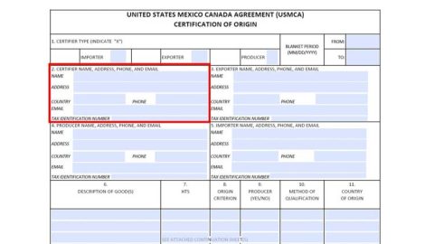 USMCA Certificate of Origin - Sample USMCA Form & Expert Guidance