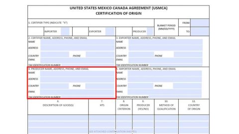 USMCA Certificate of Origin - Sample USMCA Form & Expert Guidance